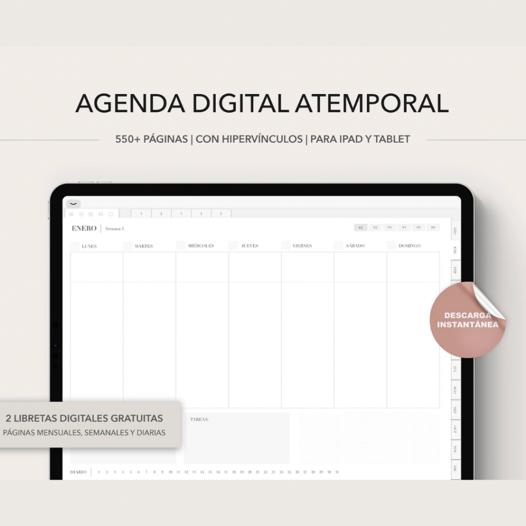 AGENDA DIGITAL ATEMPORAL EN ESPAÑOL – PSU LIBROS