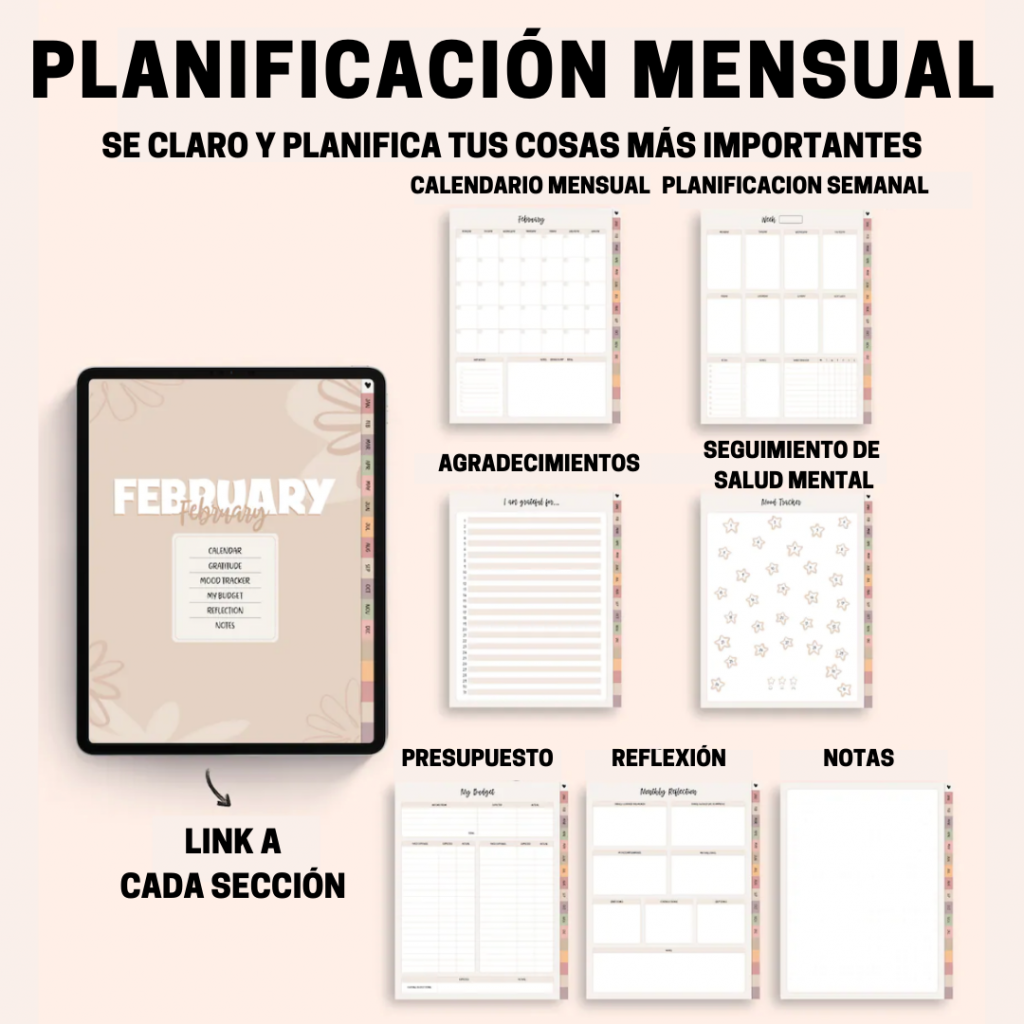 Planner digital Boho – Version inglés – PSU LIBROS